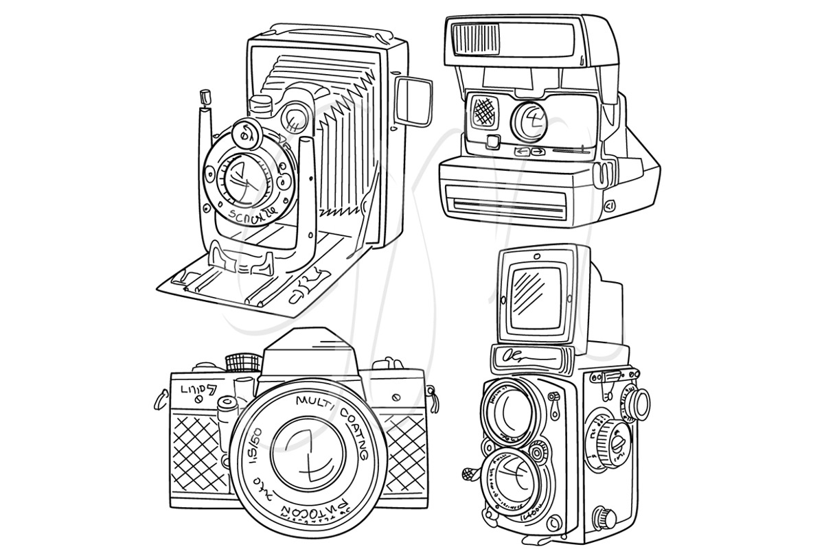 Vintage Camera digital clip art set, an Illustration by GraphicMarket