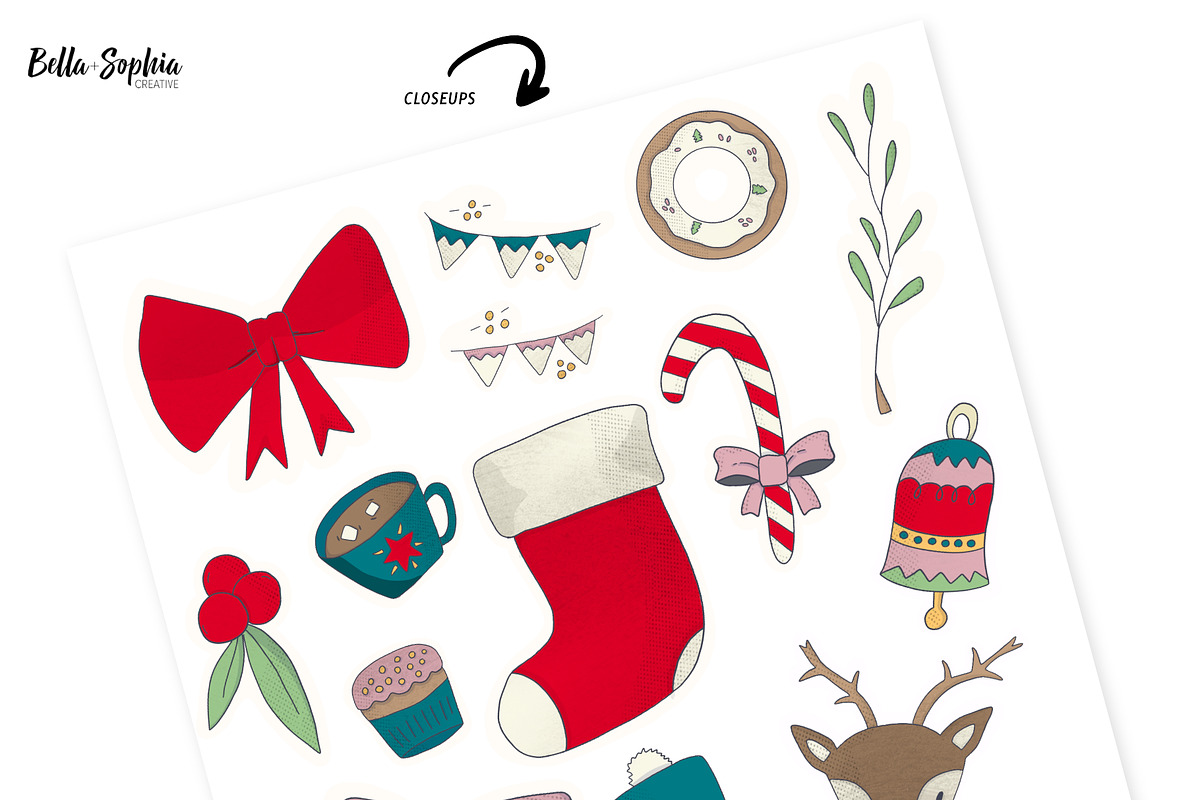 Holiday Digital Stickers - PNG + GN5, a Stationery Template by Bella ...