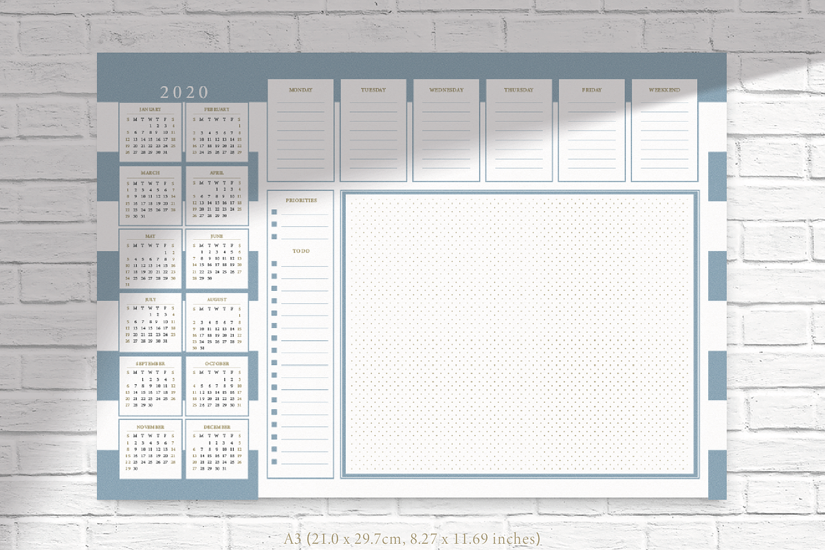 Printable A3-Wall Calendar&Planners, a Stationery Template by Suphansa