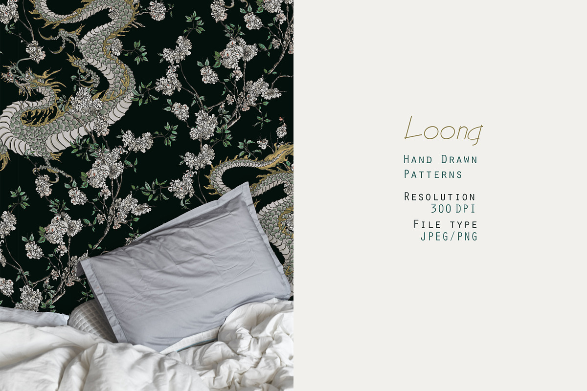 Loong. Seamless Patterns, a Pattern Graphic by Irina Dolgikh