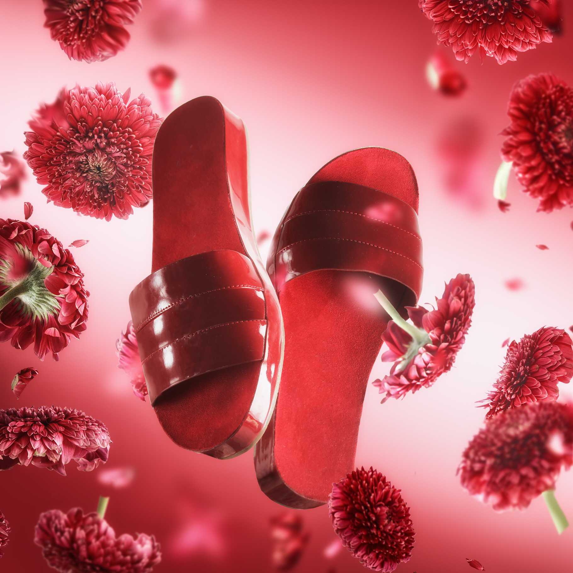 Red flying flat sandals shoes | Creative Market