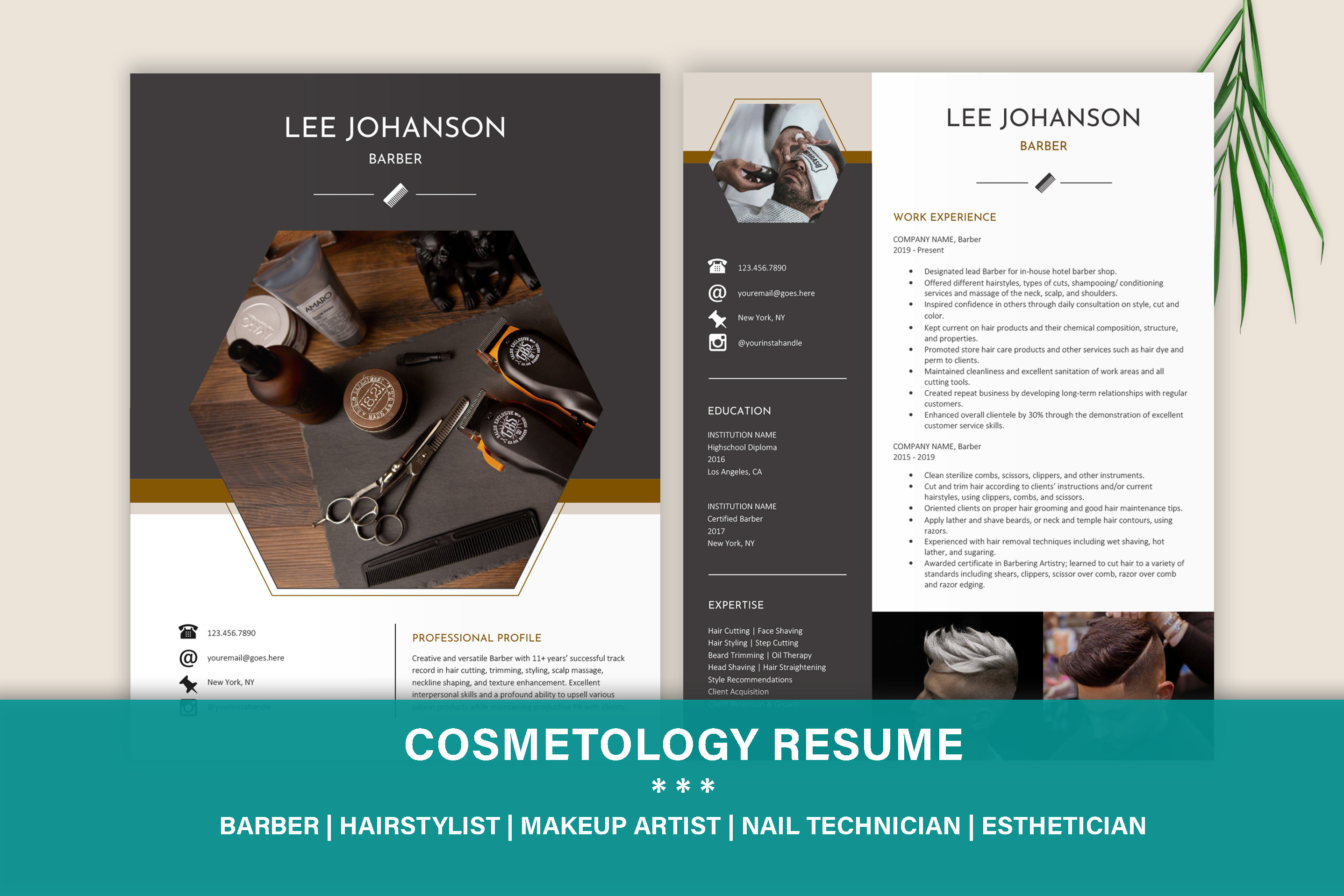 Barber Resume Template Design, a Resume Template by Stanin Studio ...