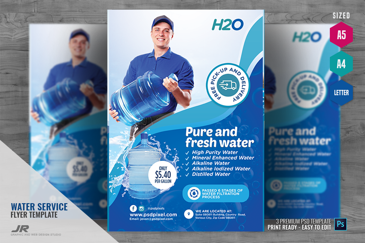 Water Delivery Promotional Flyer, a Flyer Template by PSDPixel