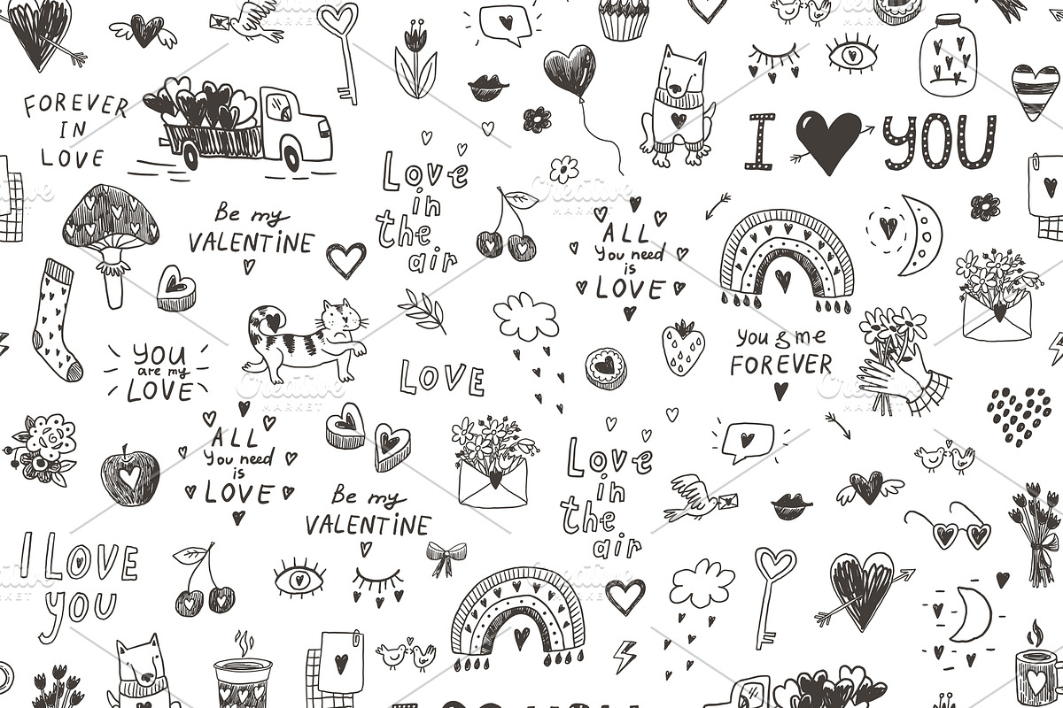Valentine's Day Doodles, a Decorative Illustration by GooseFrol