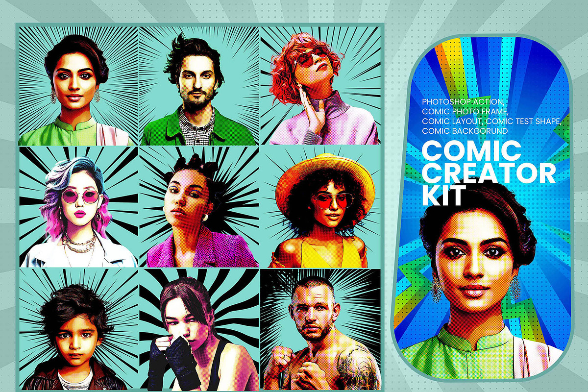 Comic Creator Kit Photoshop Action, an Action Add-On by MRI STUDIO