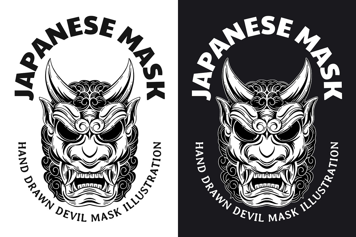 15 Set Japanese Demon Mask Skull, an Illustration by Morspective ...