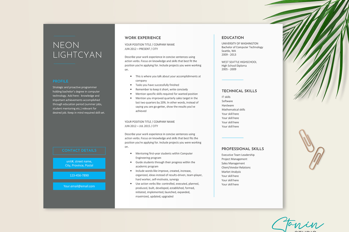 Landscape Resume Template, a Resume Template by Stanin Studio