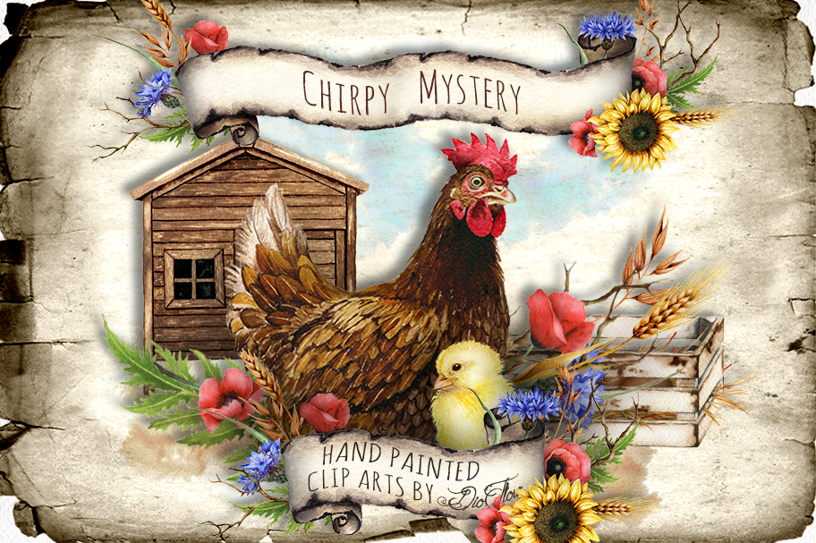 Hen Chicken Farmhouse Illustration, a Decorative Illustration by DioFlow