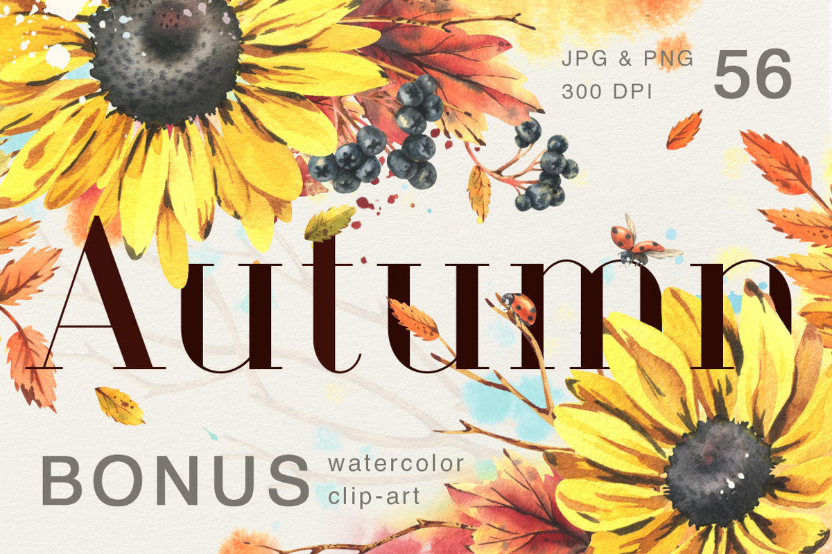 Autumn Botanical Watercolor Clip Art, a Seasonal Illustration by ...