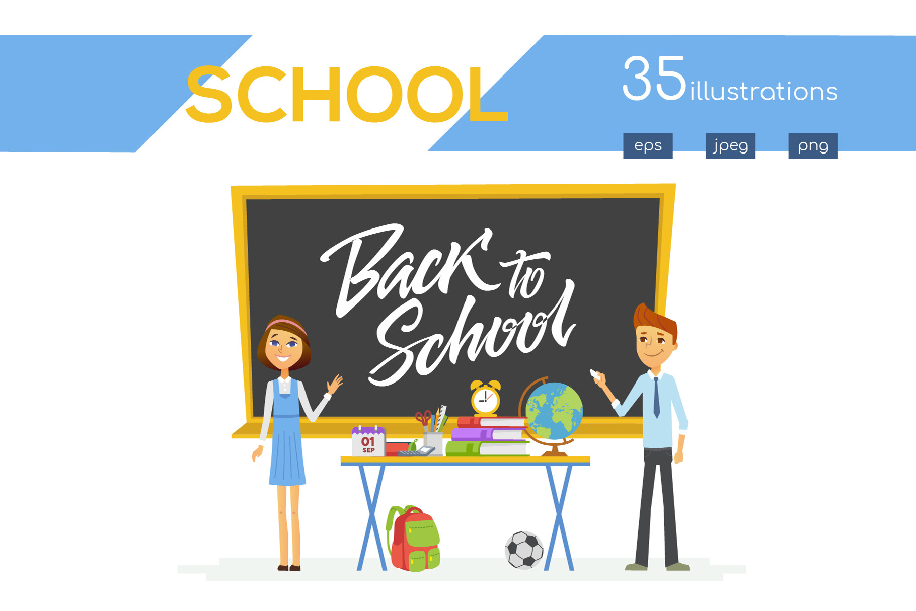 School Cartoon Illustrations Bundle, an Education Illustration by Boyko ...