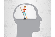 Woman cleaning brain. Psychotherapy | Background Graphics ~ Creative Market