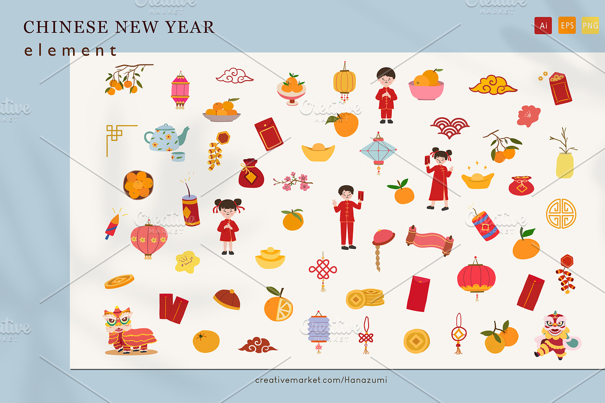 Chinese New Year Cute Element hanazumi