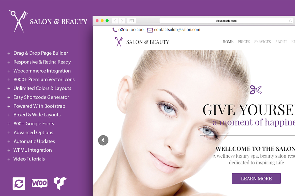Salon - Beauty WordPress Theme, a WordPress Template by Visualmodo | Creative Market