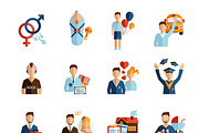 Life stages icons set, an Icon by Macrovector