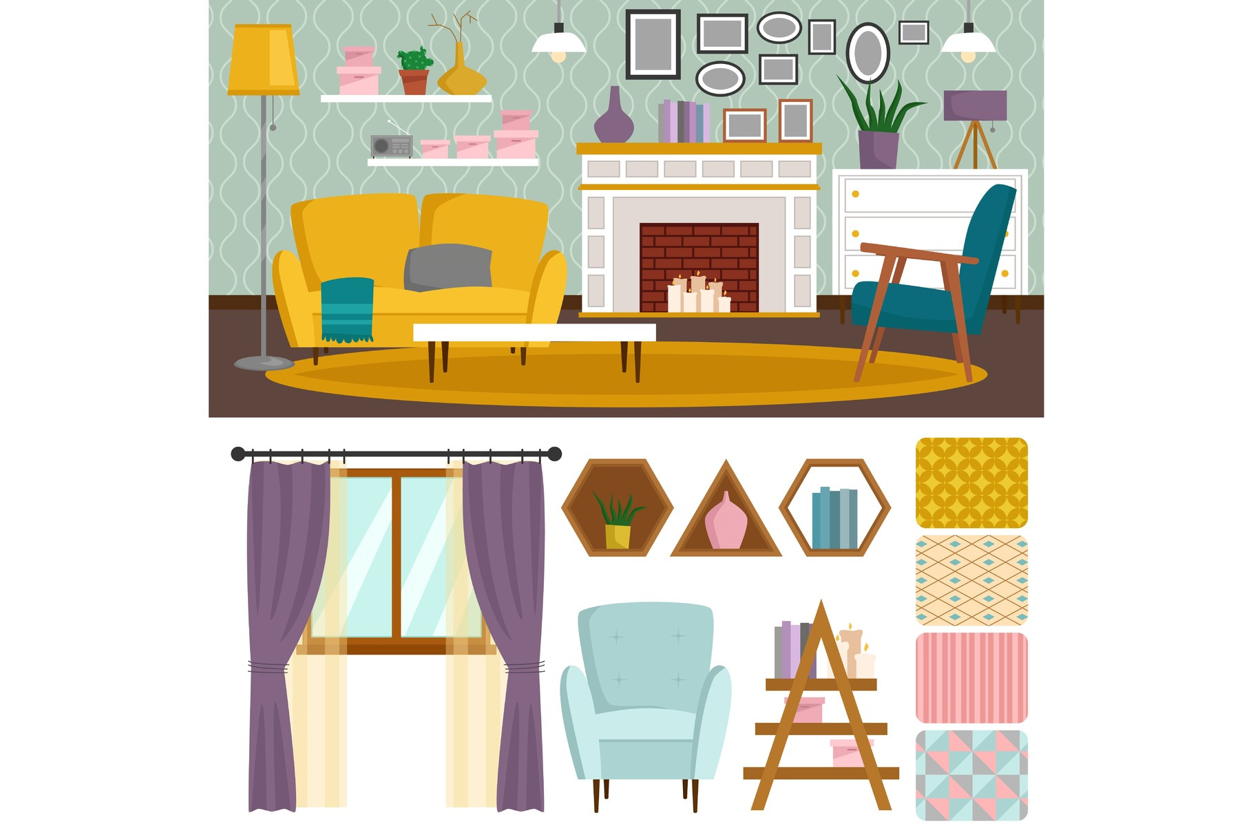 VIP vintage interior furniture rich wealthy house room with sofa set ...