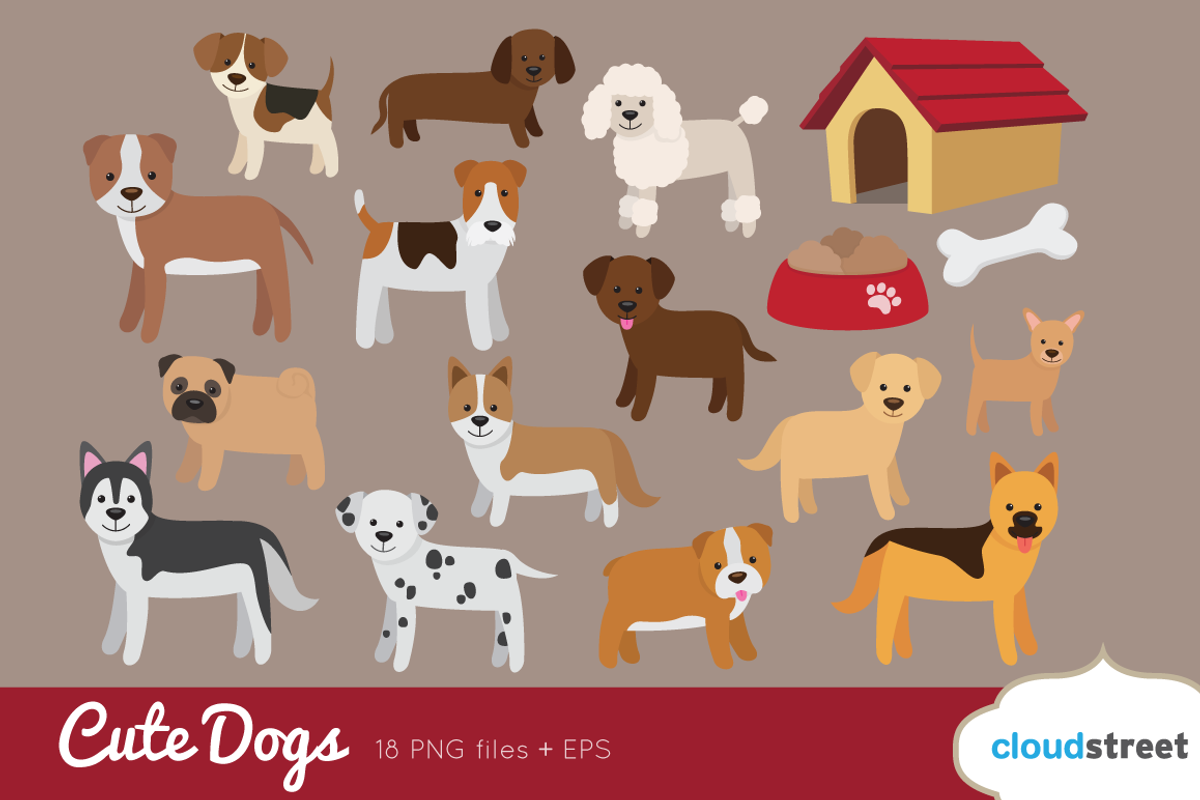 Cute Dogs Clip Art, an Illustration by cloudstreetlab