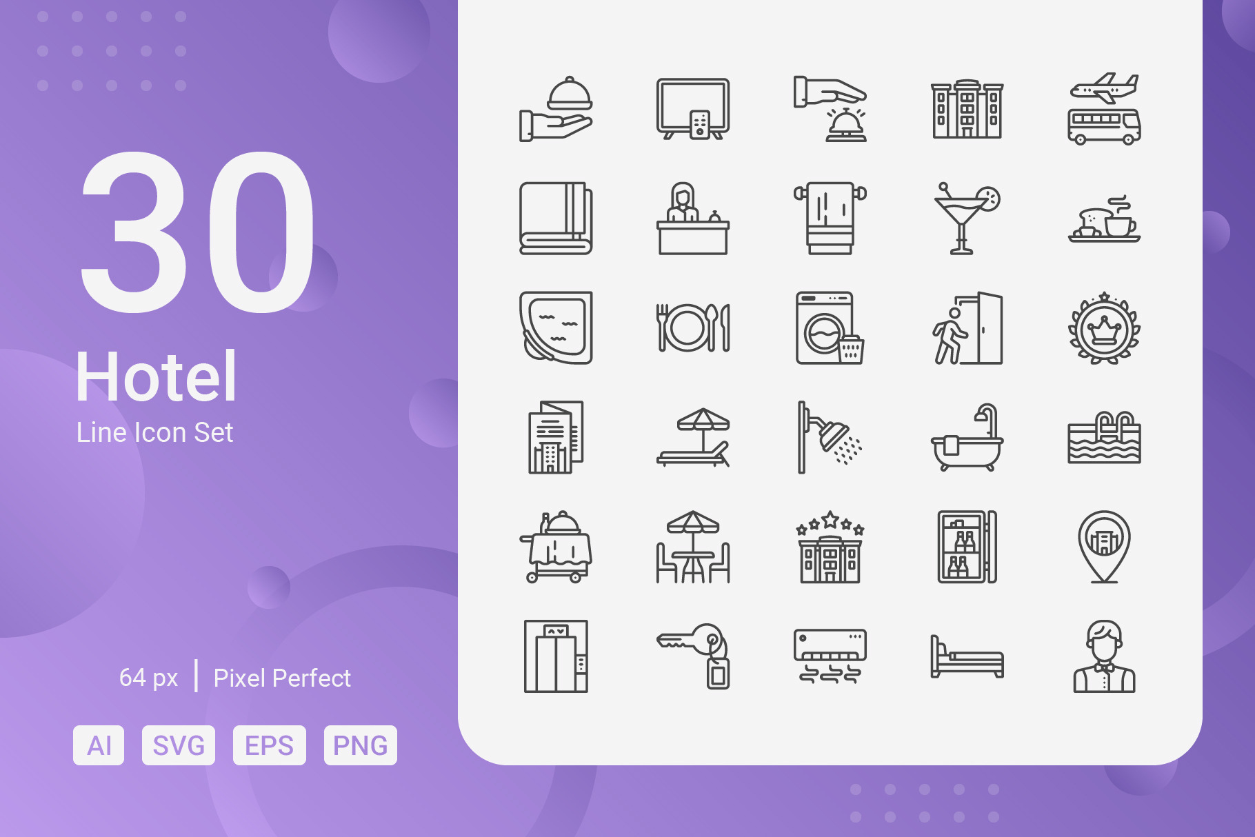 Hotel Line Icons, an Outline Icon by siipkancreative