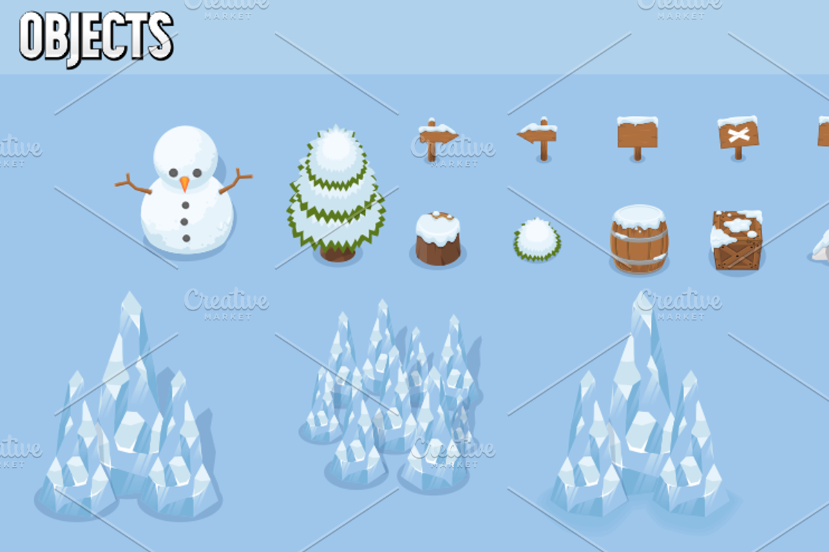 Winterland - Top Down Tileset, an Illustration by pzUH