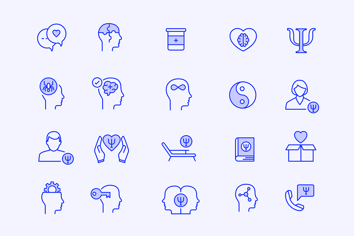 20 Psychology Icons, an Icon by Creative VIP