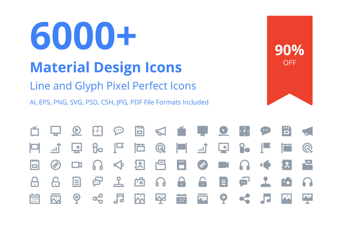 6000+ Material Design Icons, an Outline Icon by Creative Stall