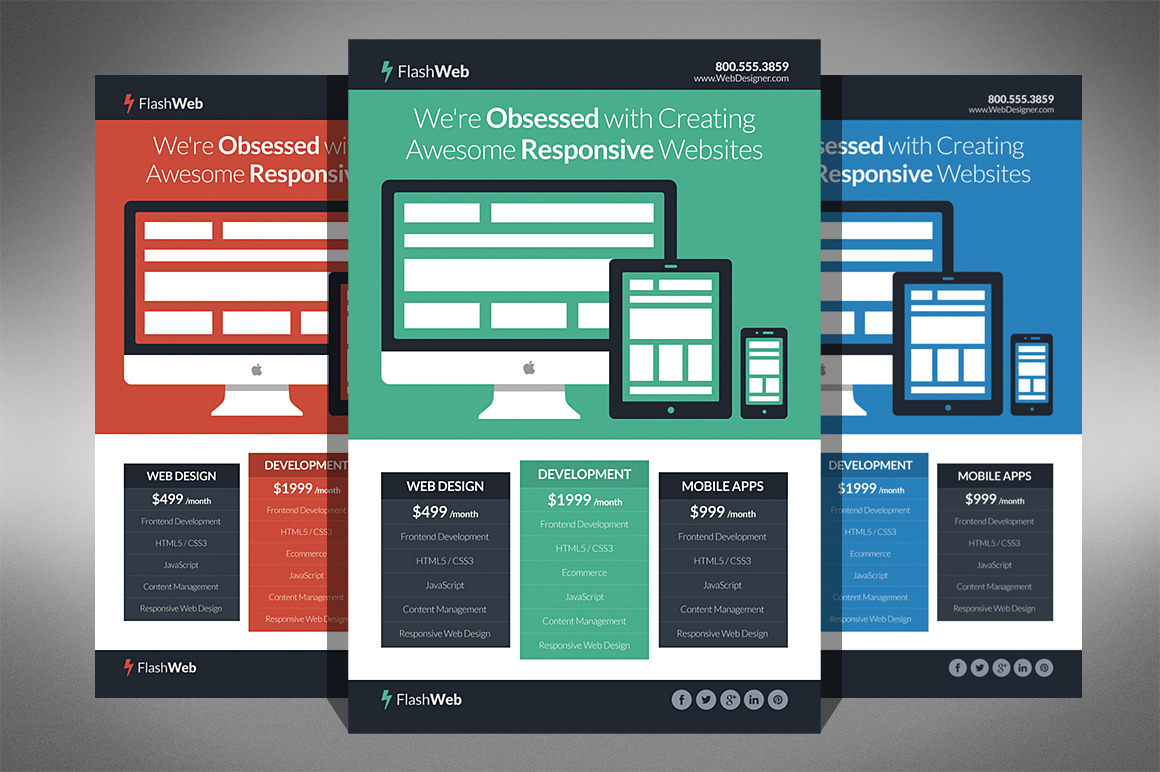 Flat Web Design Flyer, a Flyer Template by Creativenauts | Creative Market