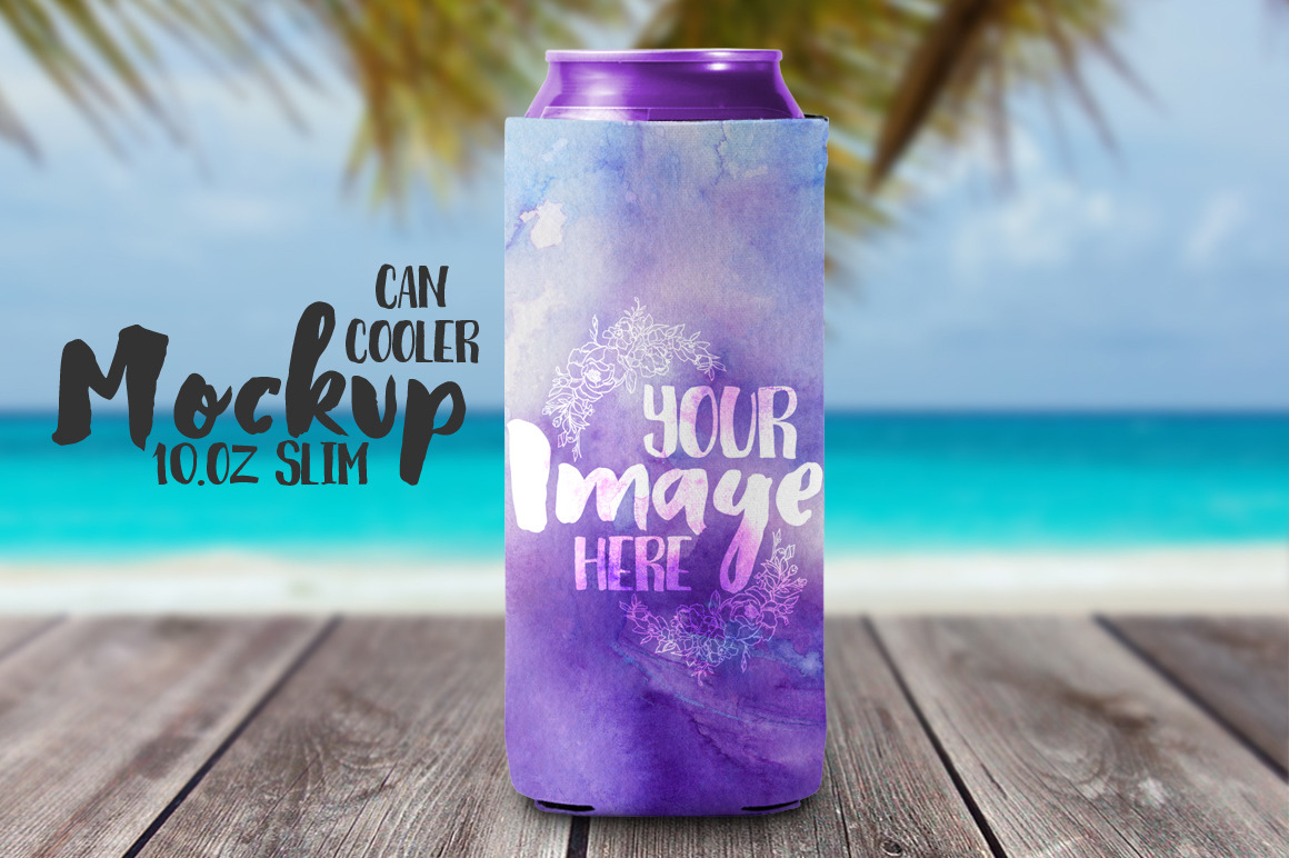 Slim can cooler mockup, a Product Mockup by StyledProductMockups
