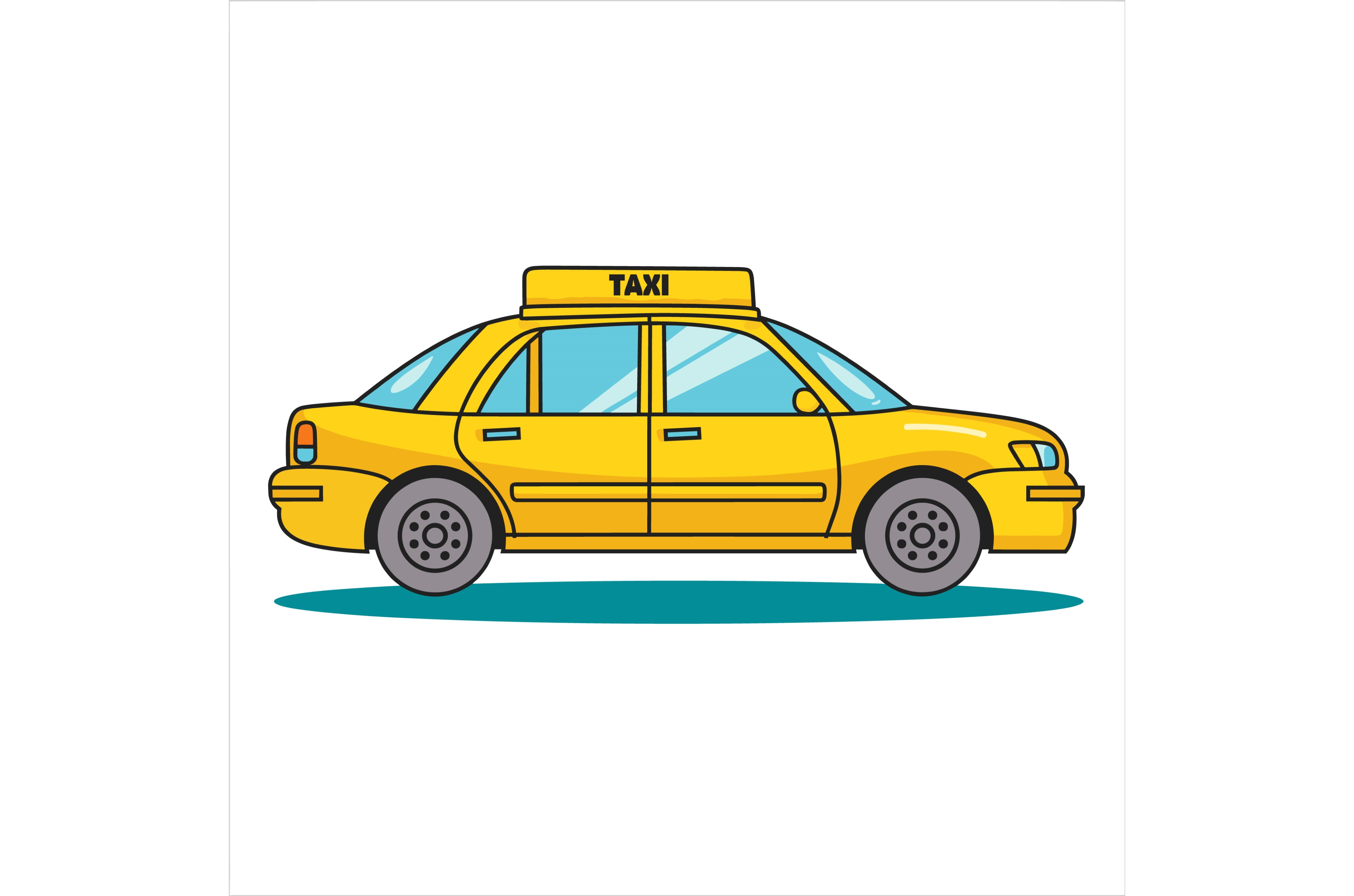 Yellow taxi cab cartoon illustration, a Transportation Illustration by ...