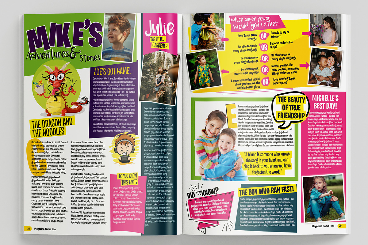 Kids Magazine Template, a Magazine Template by Red Cactus Creative