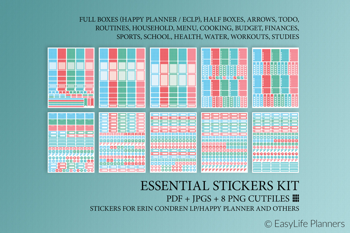 Printable Stickers for Happy Planner, a Stationery Template by ...