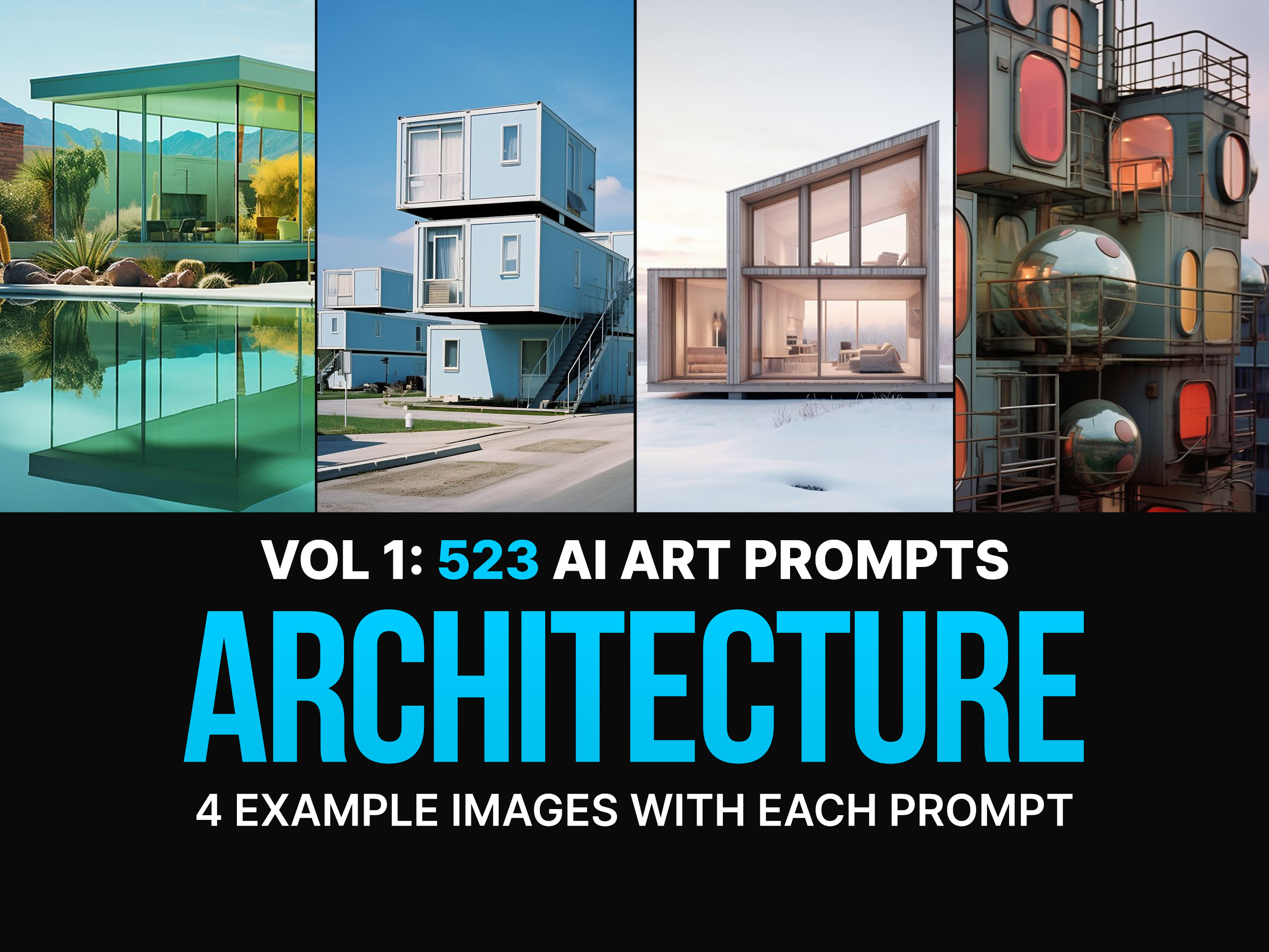 523 Midjourney Architecture Prompts, a Background Graphic by Sevenstyles