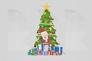 3d illustration. Santa and Xmas Tree, a Decorative Illustration by ...