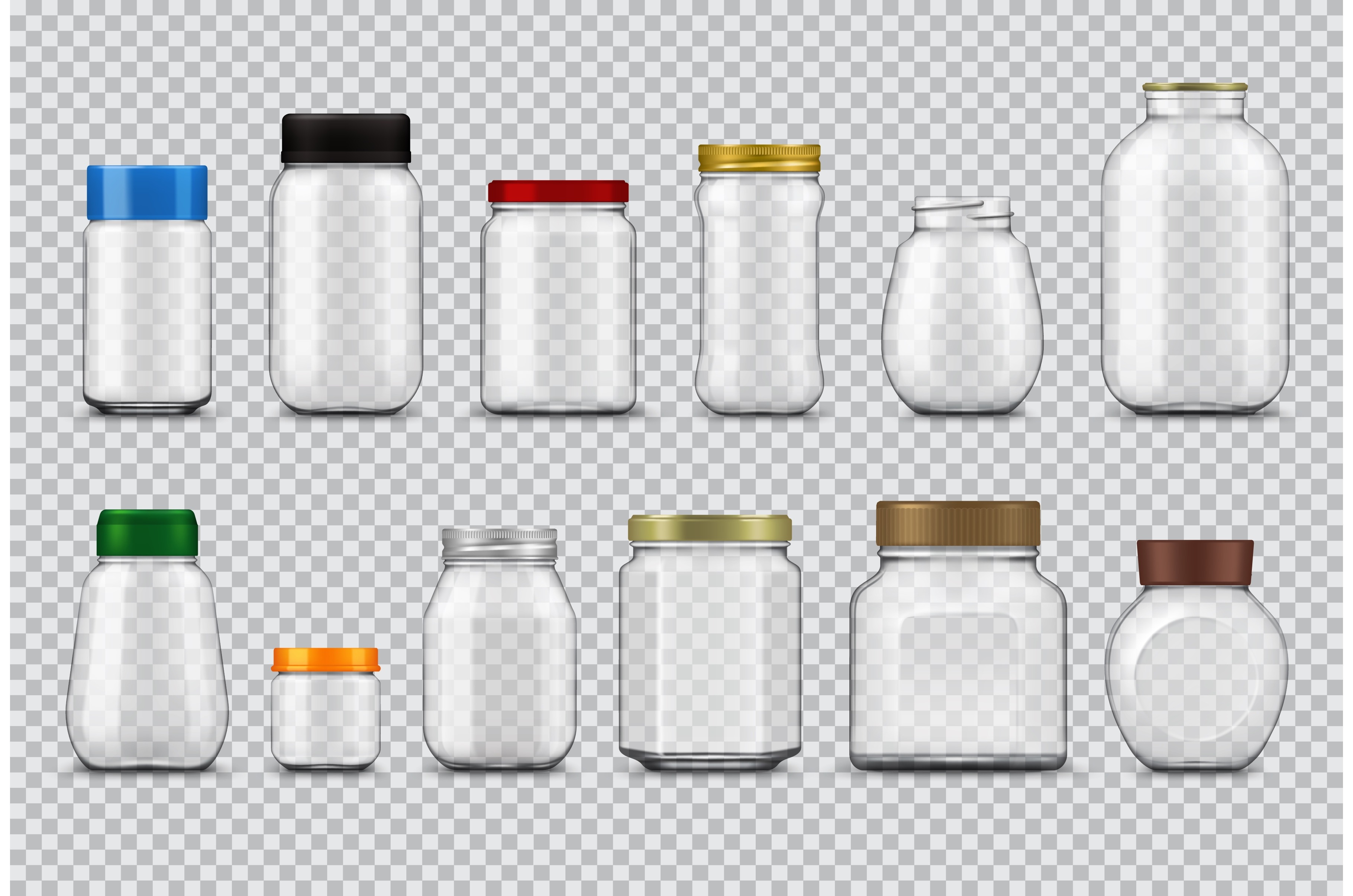 Glass jars with lids, vector package, a Food Illustration by Vector ...