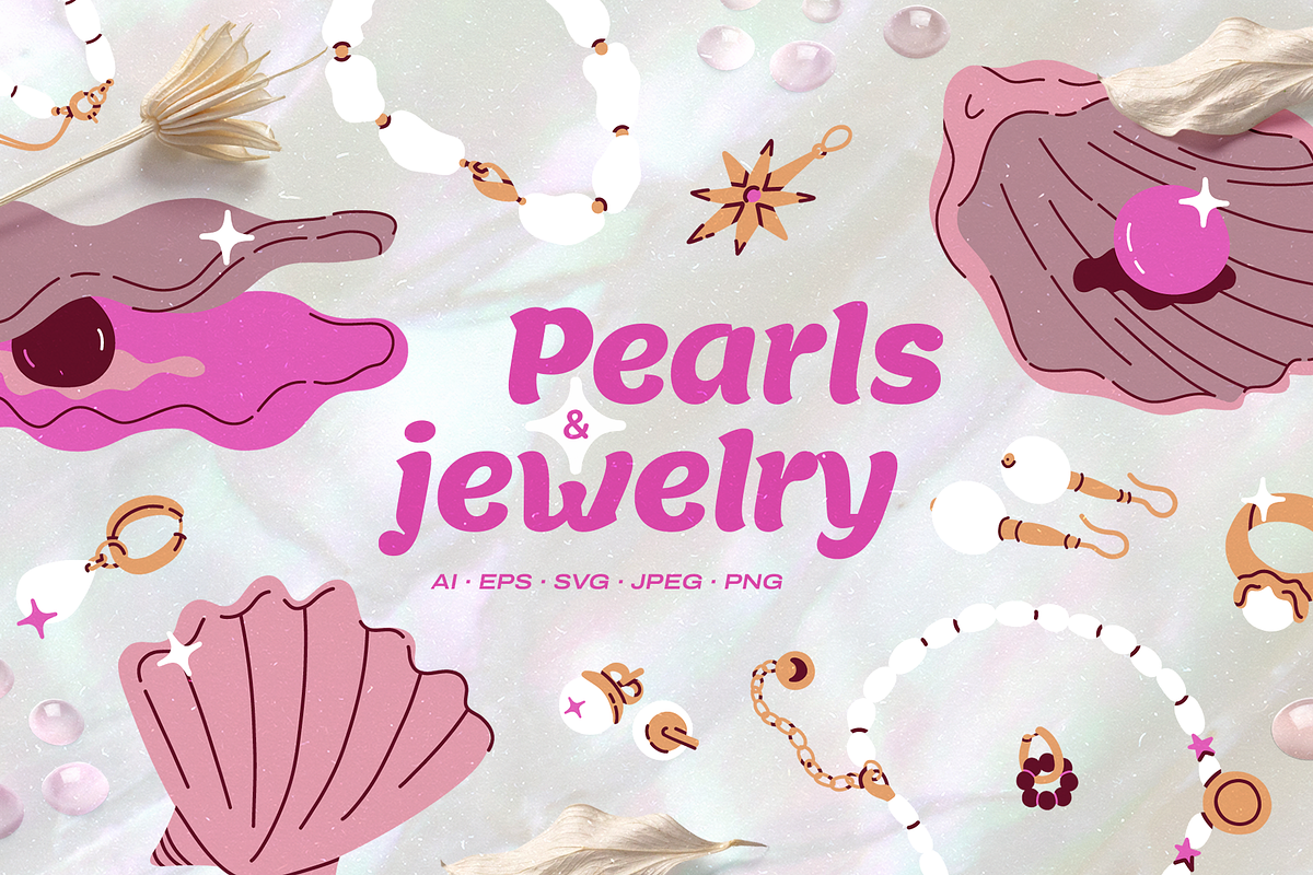 Fancy pearls + golden jewelry, an Object Graphic by my.ordinarty