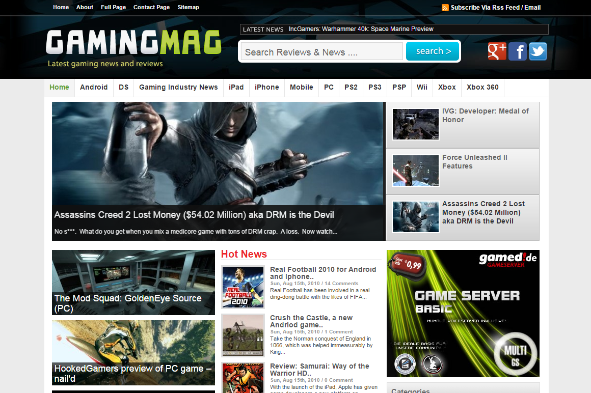 GamingMag Gaming News Theme, a WordPress Template by Magazine3
