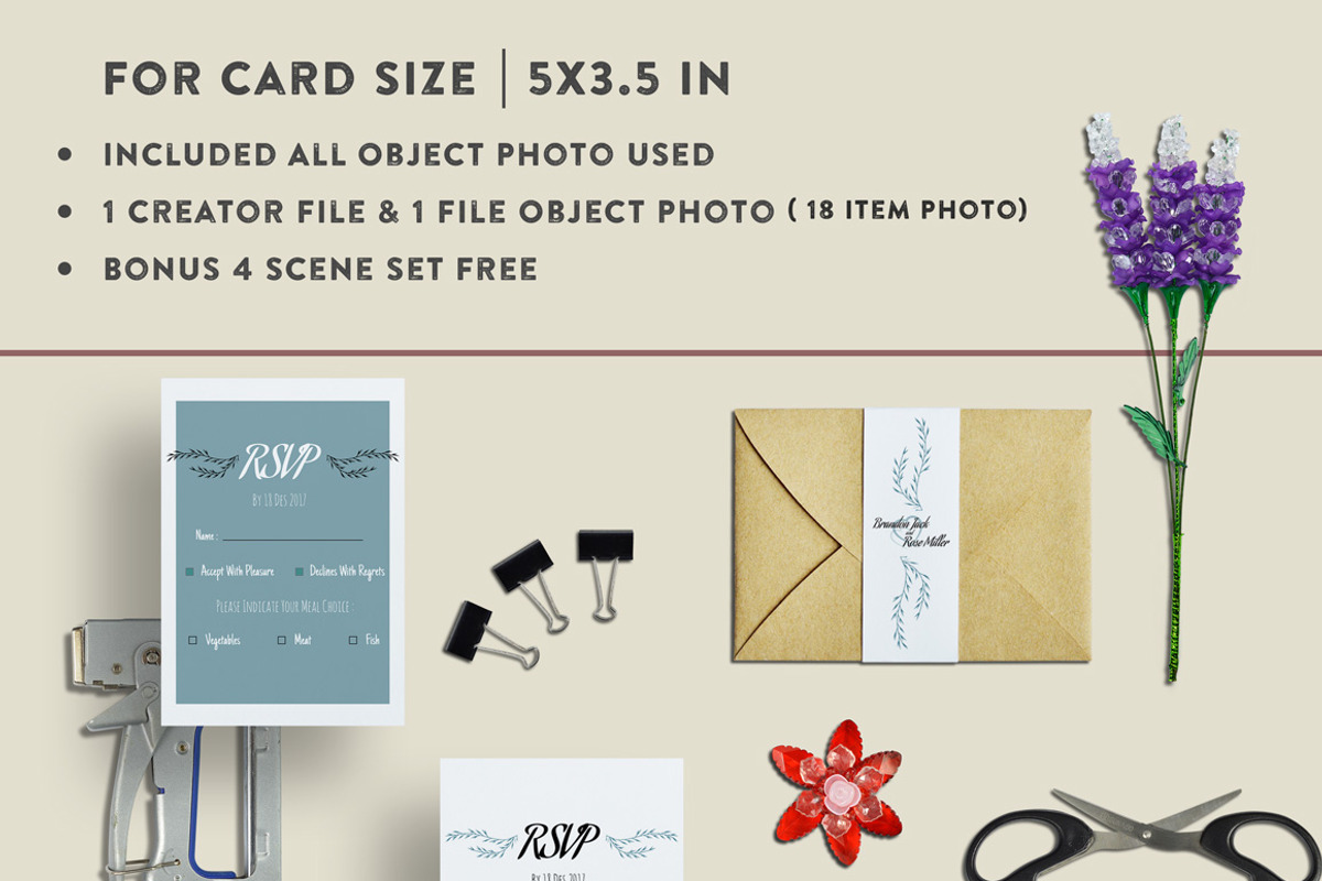 Invitation Card Mockups 5x3.5 In, a Print Template by Kongkow ...