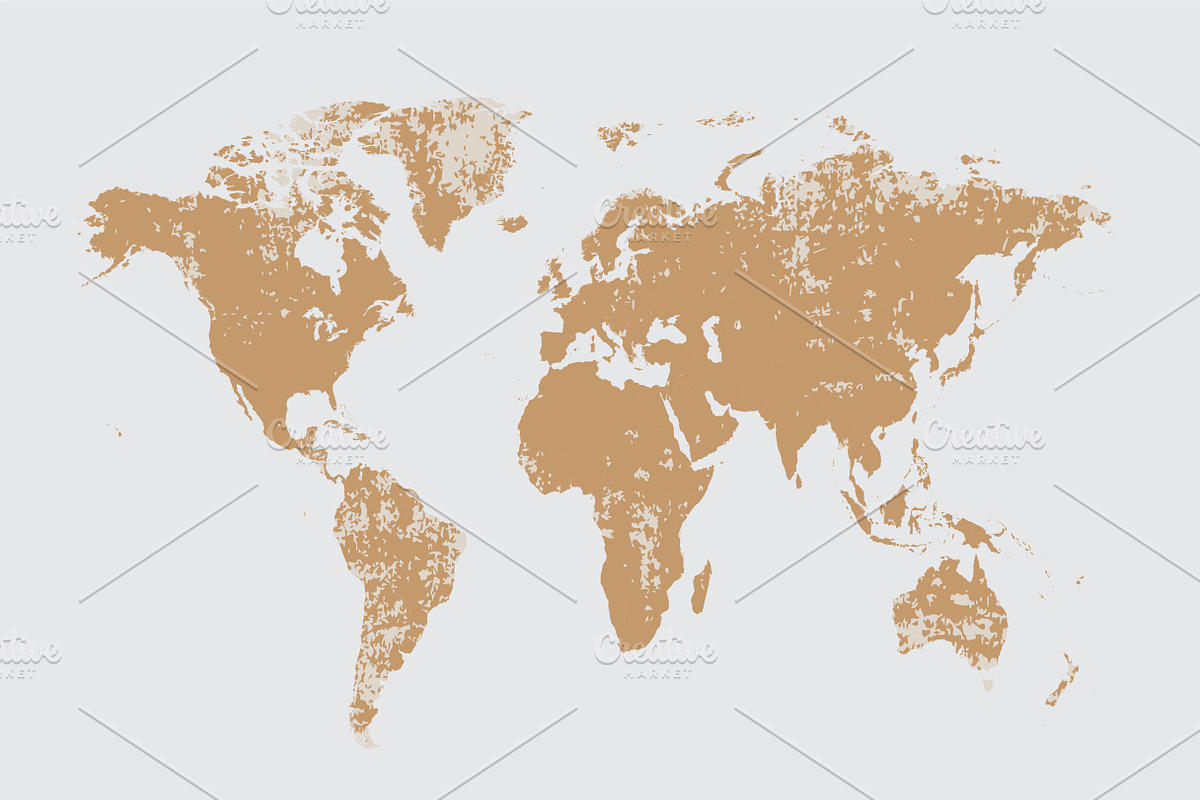 Grunge World map cream vector, a Templates & Theme by TeaGraphicDesign ...