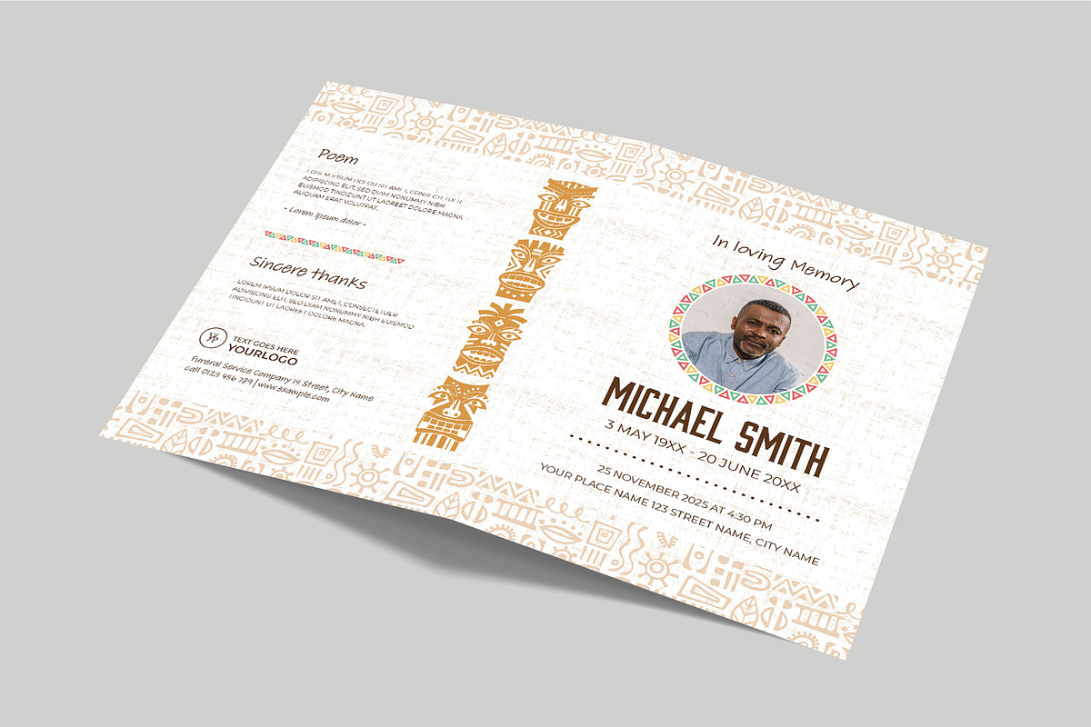 African Funeral Program Template, a Flyer Template by BrandPacks