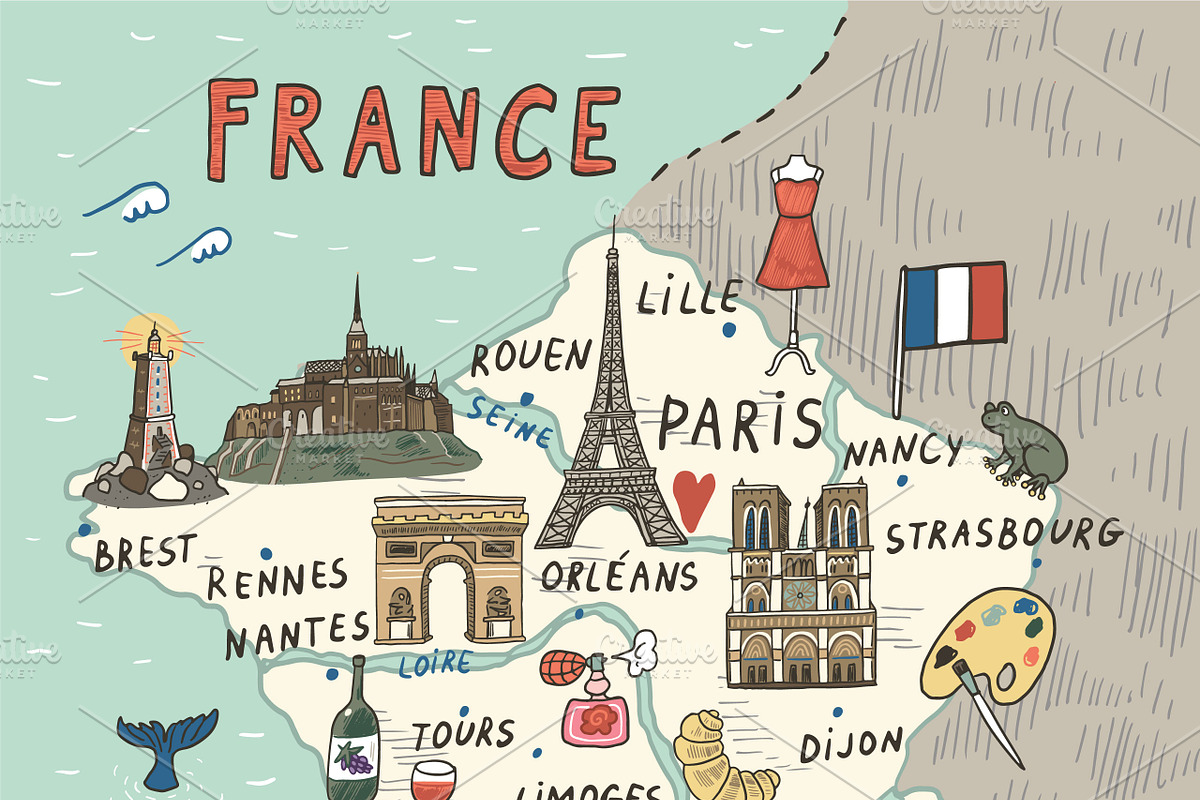 France Map, an Education Illustration by GooseFrol