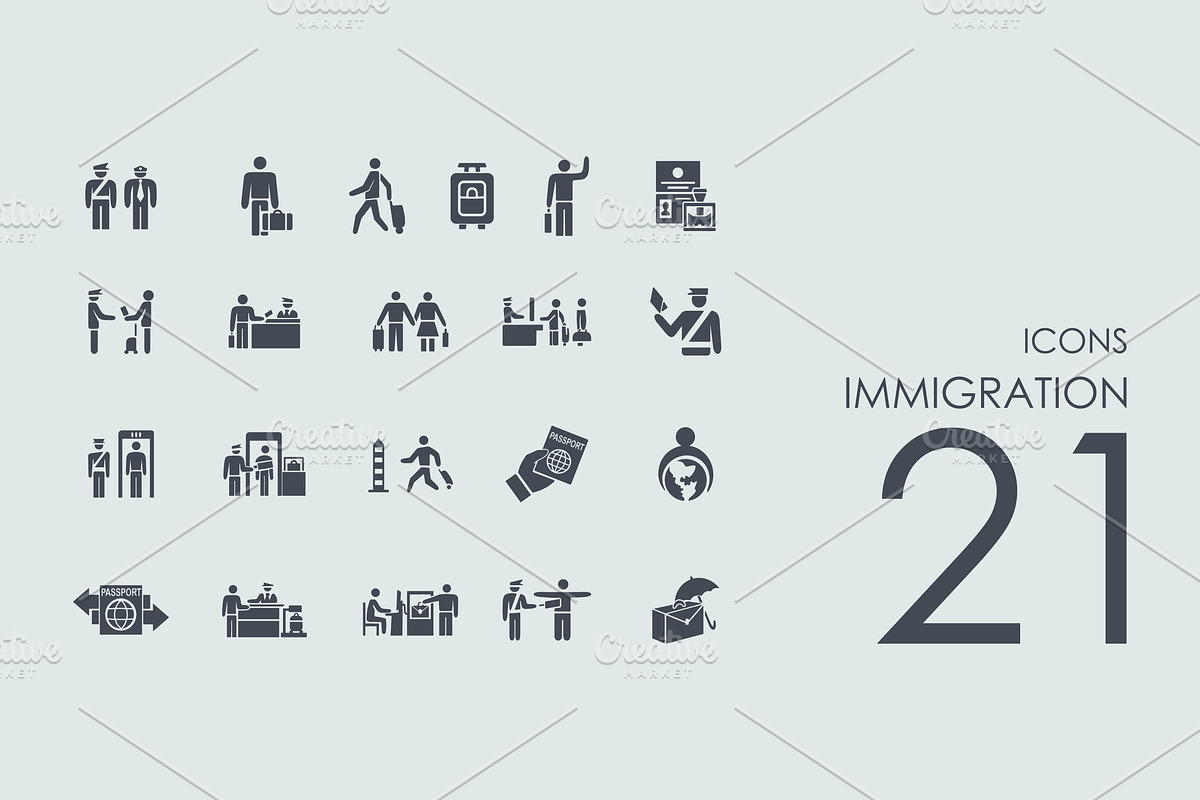 21 Immigration icons, an Icon by Palau