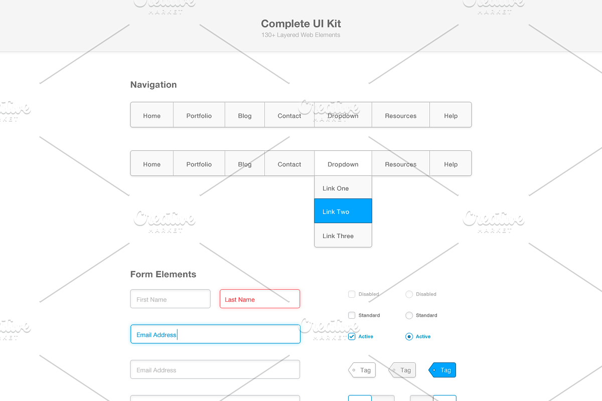 Complete UI Kit (PSD), an UI Kit Template by Jamie Peak