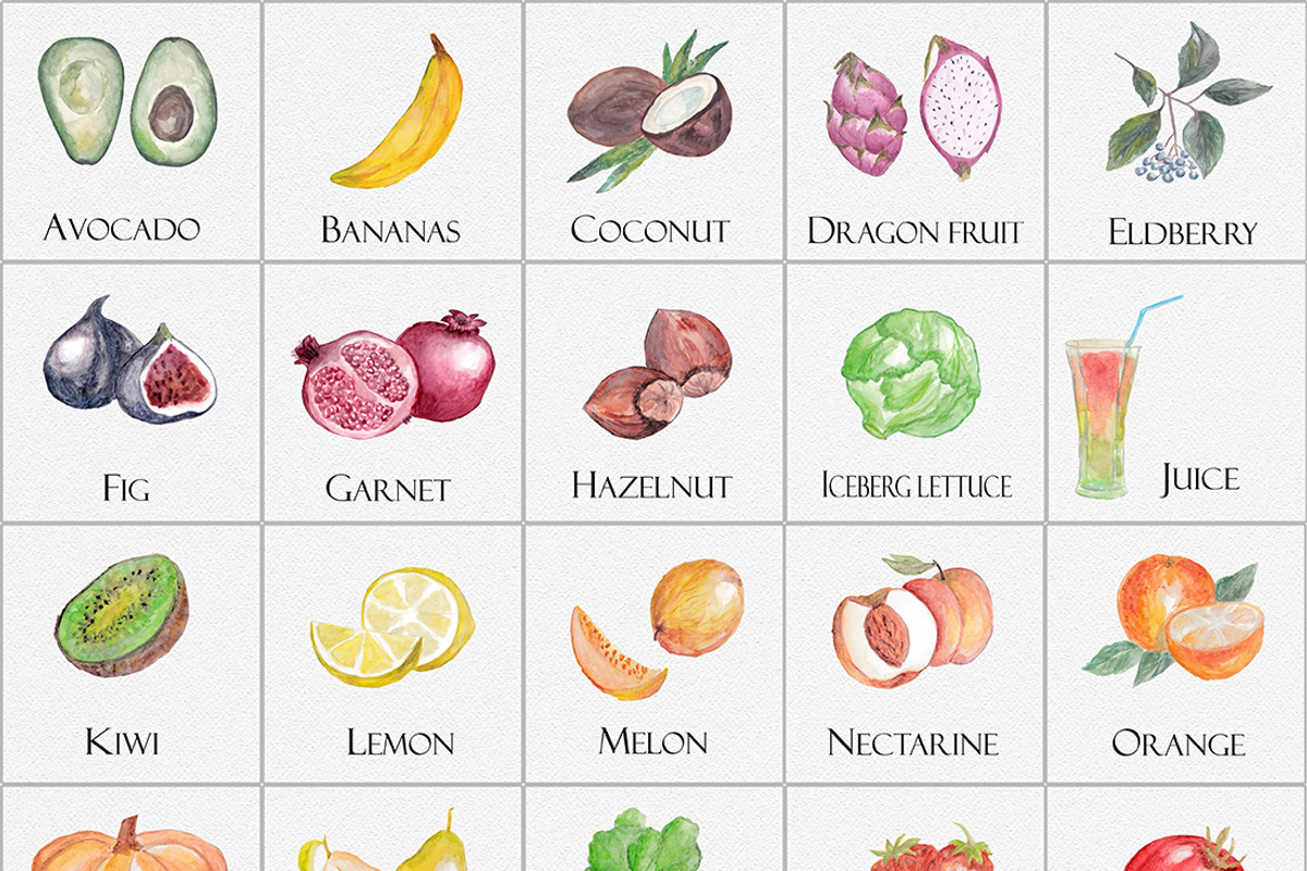 Set fruits alphabet and patterns, an Illustration by Alexiva