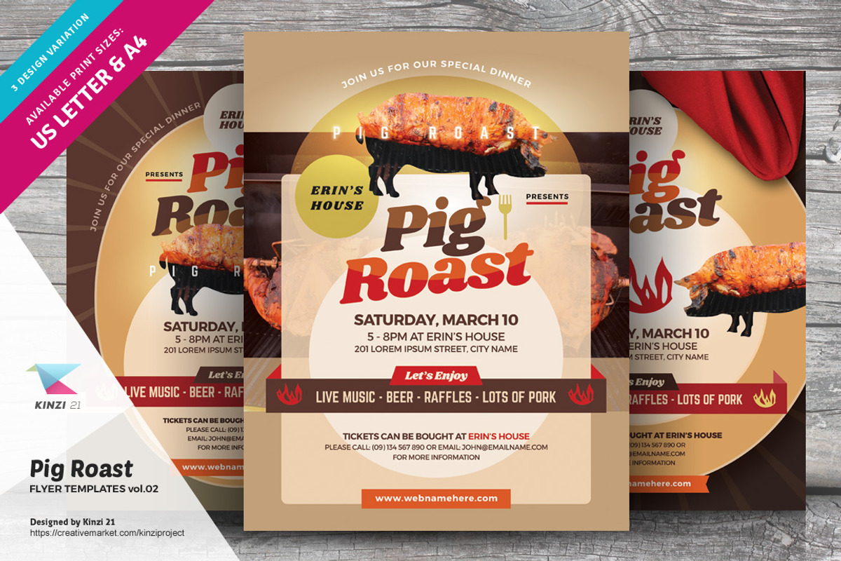 Pig Roast Flyer Templates vol.02, a Flyer Template by kinzi21