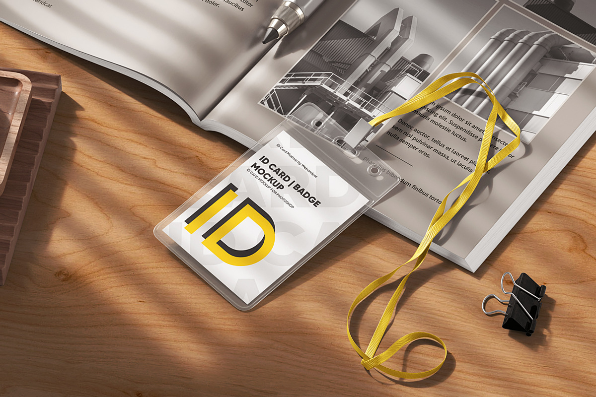 Vertical Name Tag Badge Mockup, a Merchandise Mockup by WebAndCat