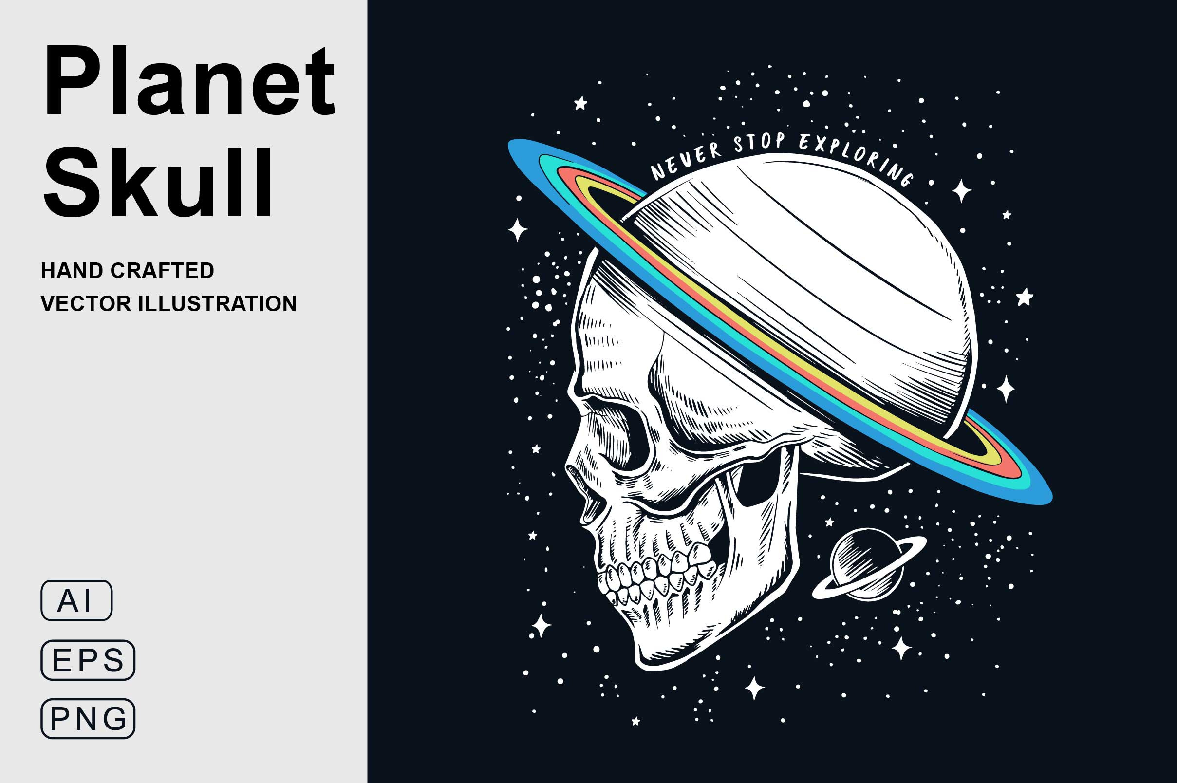 Planet Skull vector illustration, a Technology Illustration by cd-design.co