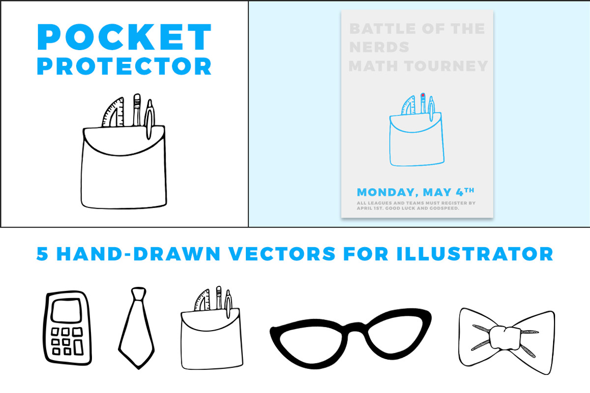 Hand Drawn Nerd Vectors, an Object Graphic by MightyMarq