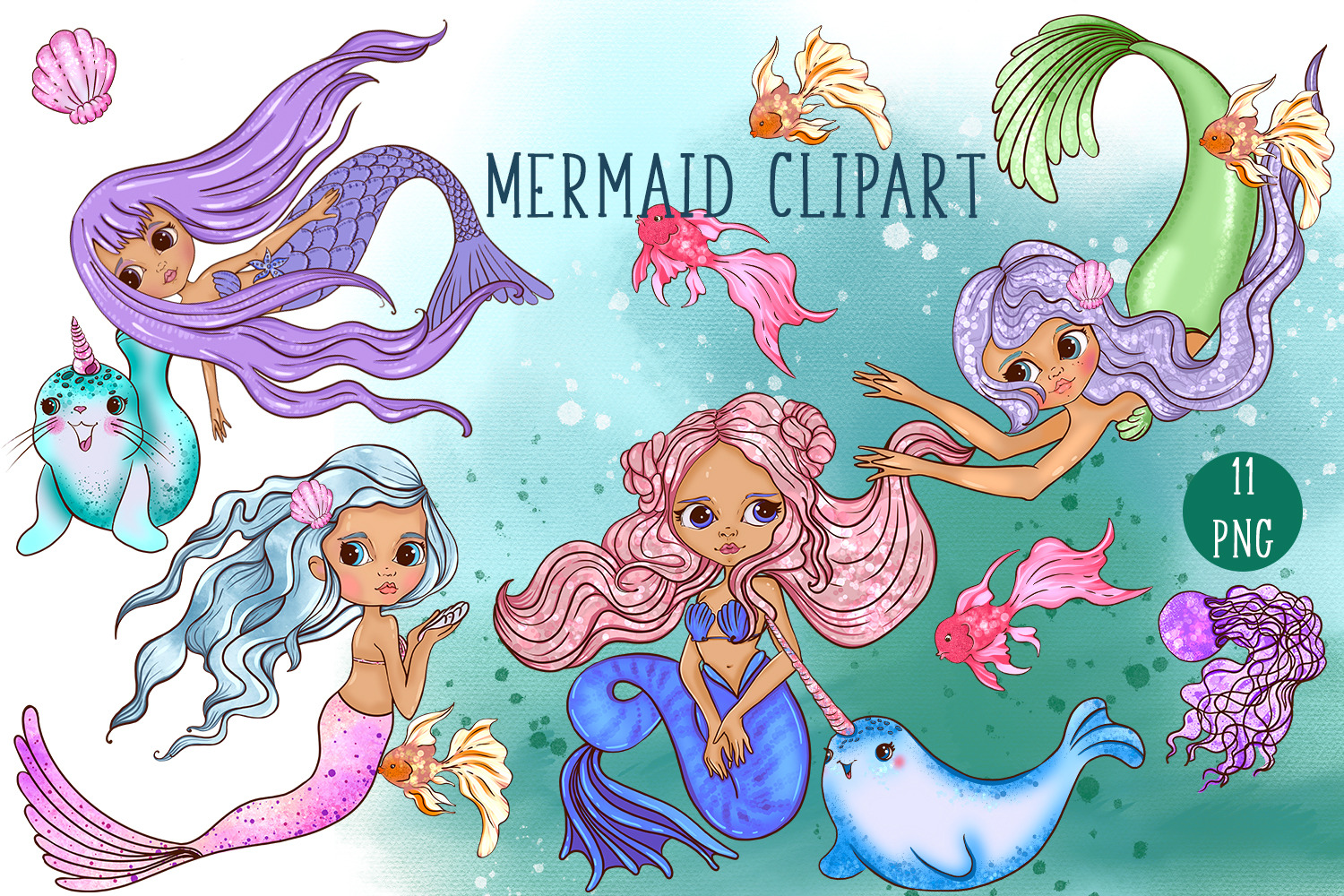 Mermaids & Friends. Underwater world, an Illustration by ElenazlataArt