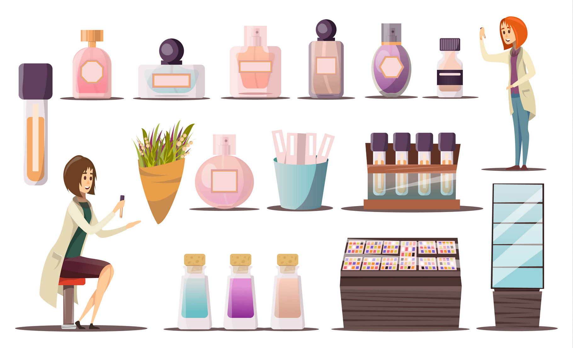 Perfume shop icon set, an Outline Icon by Macrovector | Creative Market