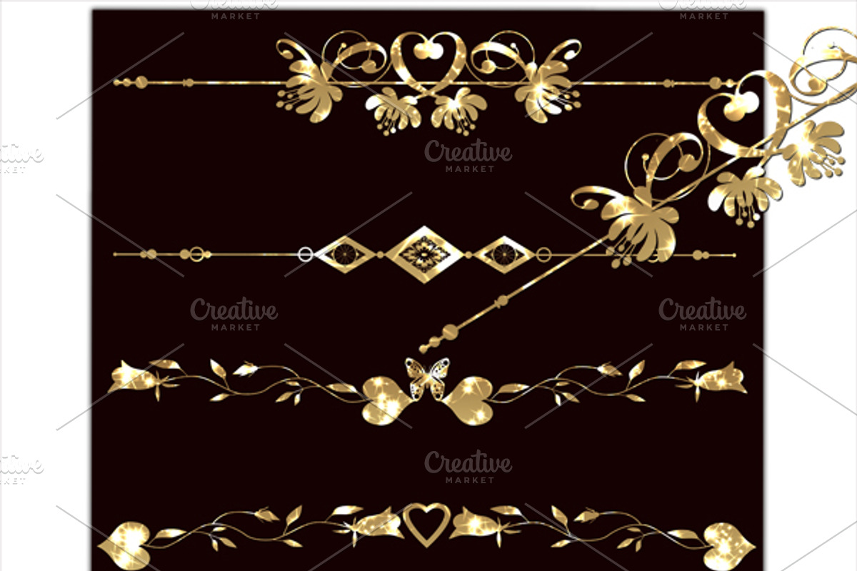 Gold set clipart borders., an Object Graphic by Futurel