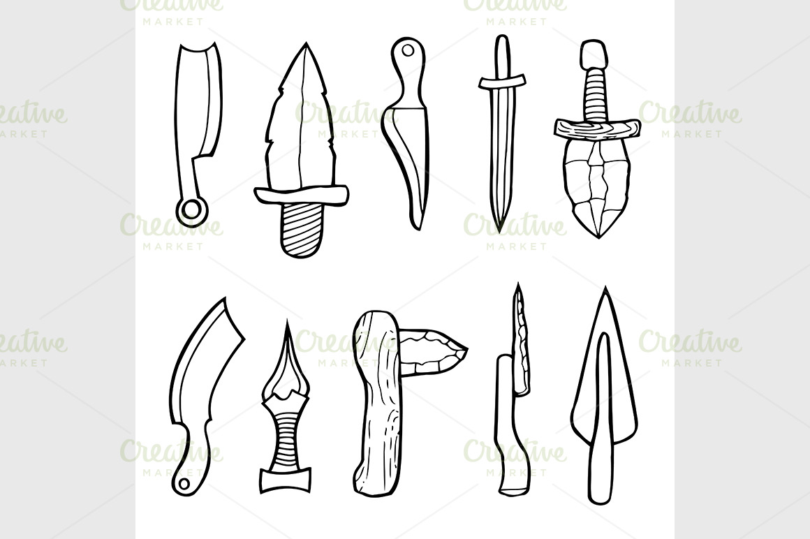 Edged weapons set., a Background Graphic by IllustrationArtShop ...
