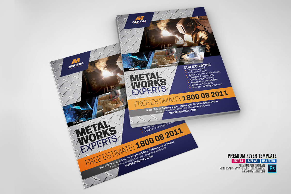 Steel Works and Fabrication Flyer, a Flyer Template by PSDPixel
